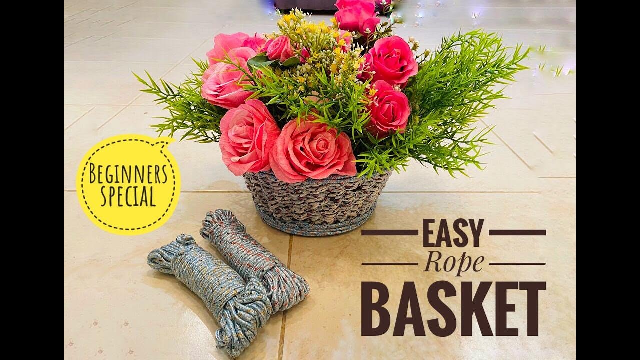 Rope Weaving Basket|How to Weave a Basket|Rope Basket|Flower Basket ...