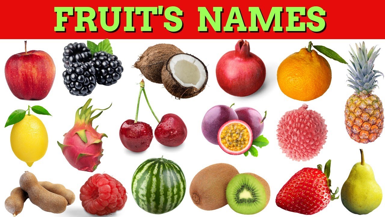 Fruit's Name | List of Exotic Fruits In English With Pictures | Kids ...