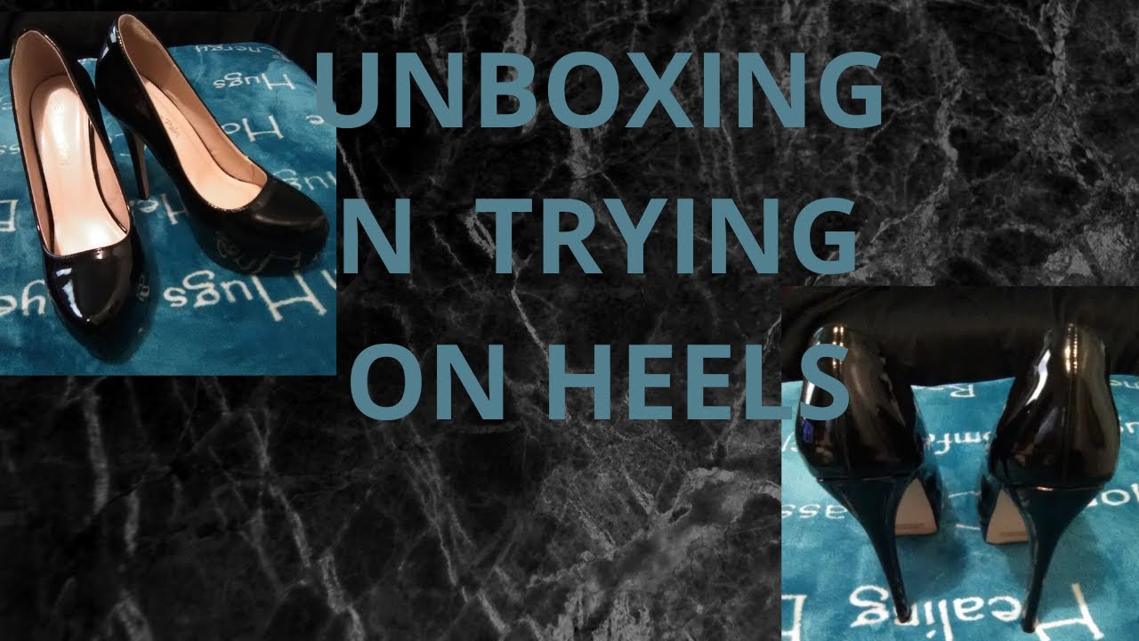Unboxing New Black 6 Inch Heels Trying On Shiny Black Pumps From Fan ...