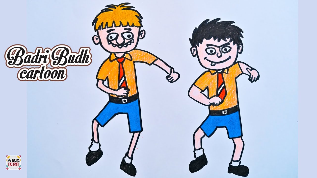 How to draw Badri and Budh | Badri Budh cartoon character drawing # ...