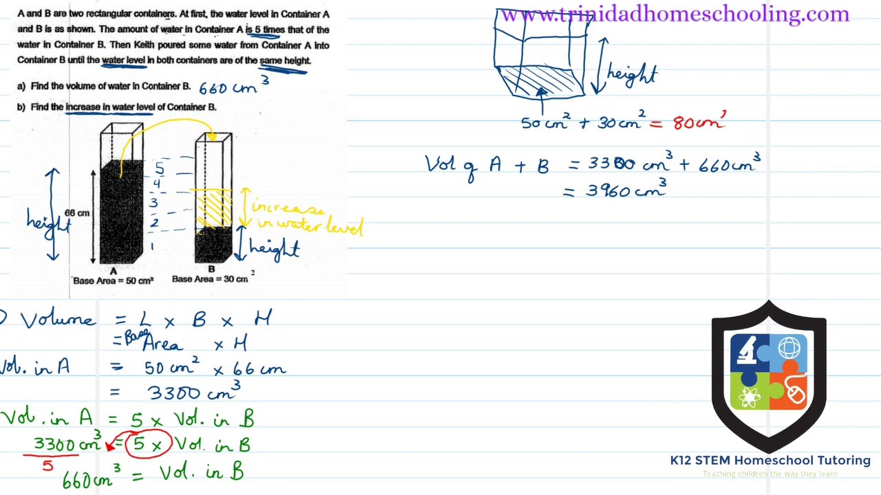 Word Problem - Volume and capacity Question 6 - YouTube