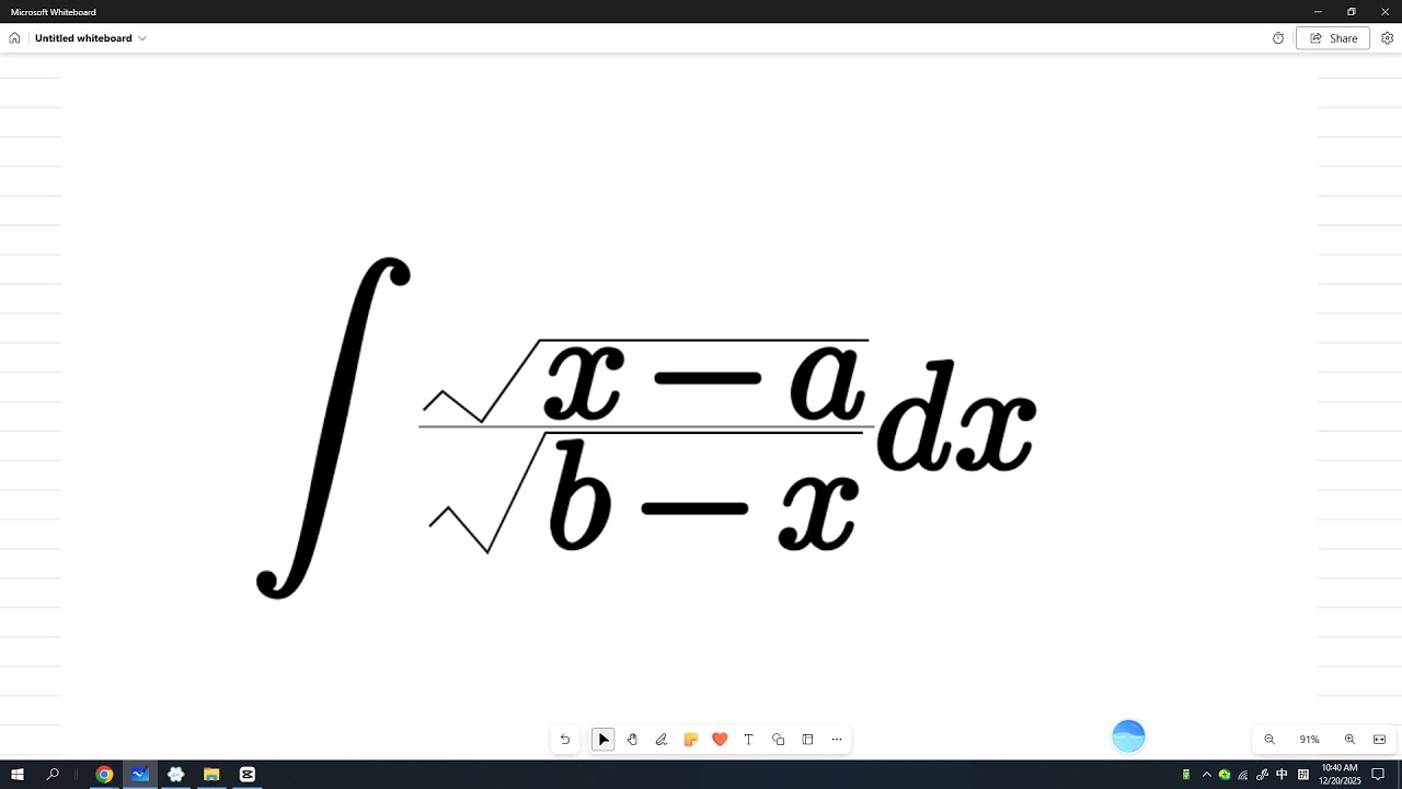 The special way for int sqrt(x-a)/sqrt(b-x) dx - YouTube