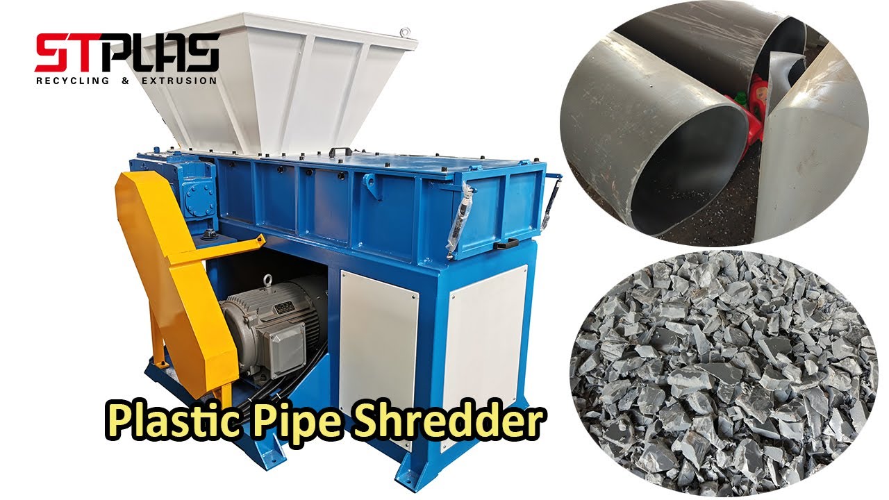 plastic pipe shredding machine for PVC HDPE pipes - YouTube