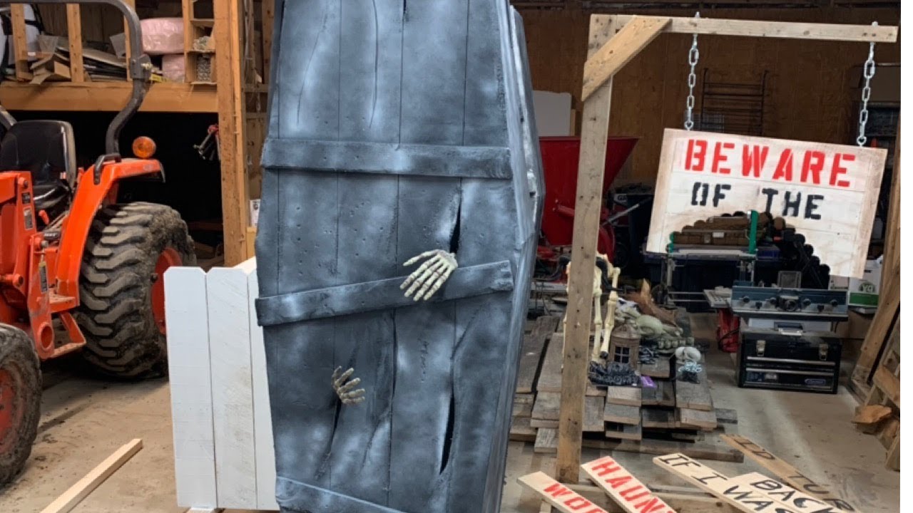 How to make a CREEPY COFFIN- Great Halloween decoration - YouTube