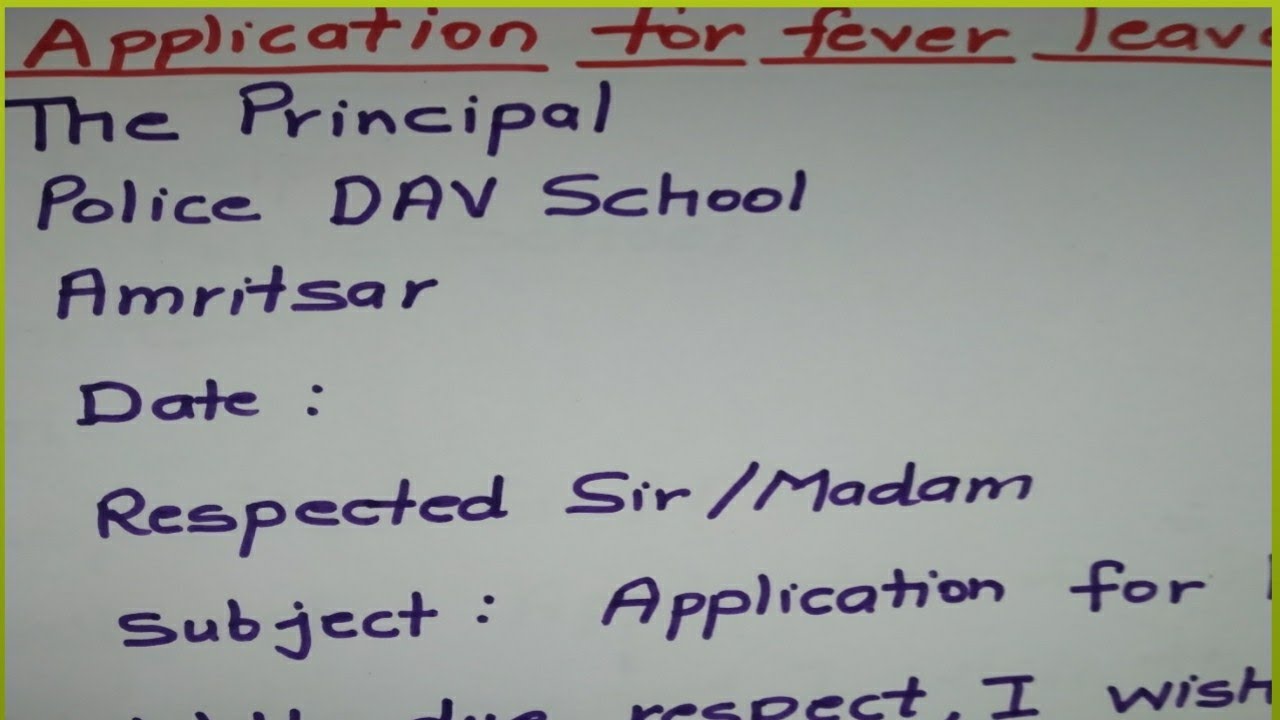 Application for fever leave//Leave Application//How to write ...