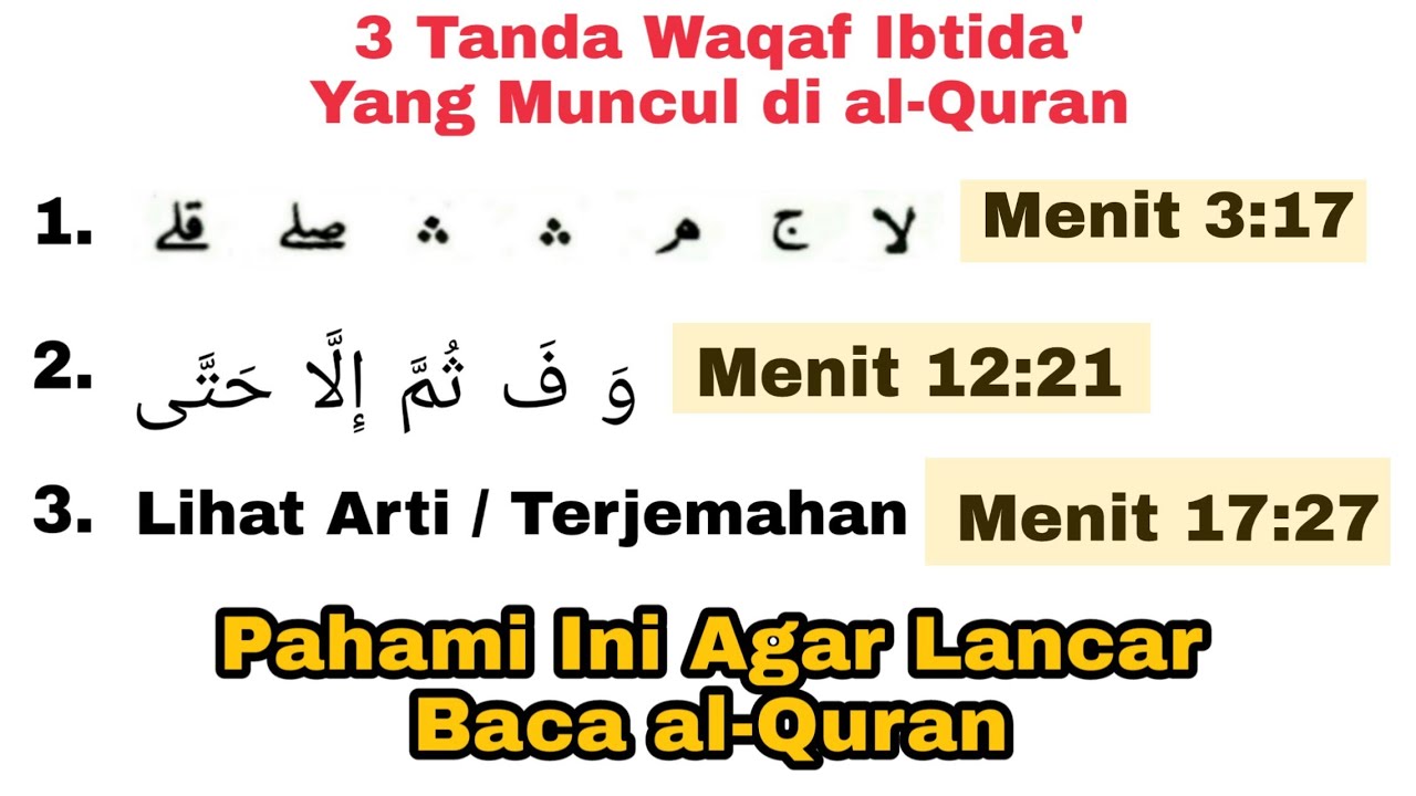 Pahami, Tiga Tanda Waqaf Ibtida' Yang Sering Muncul di al-Quran, Pahami ...