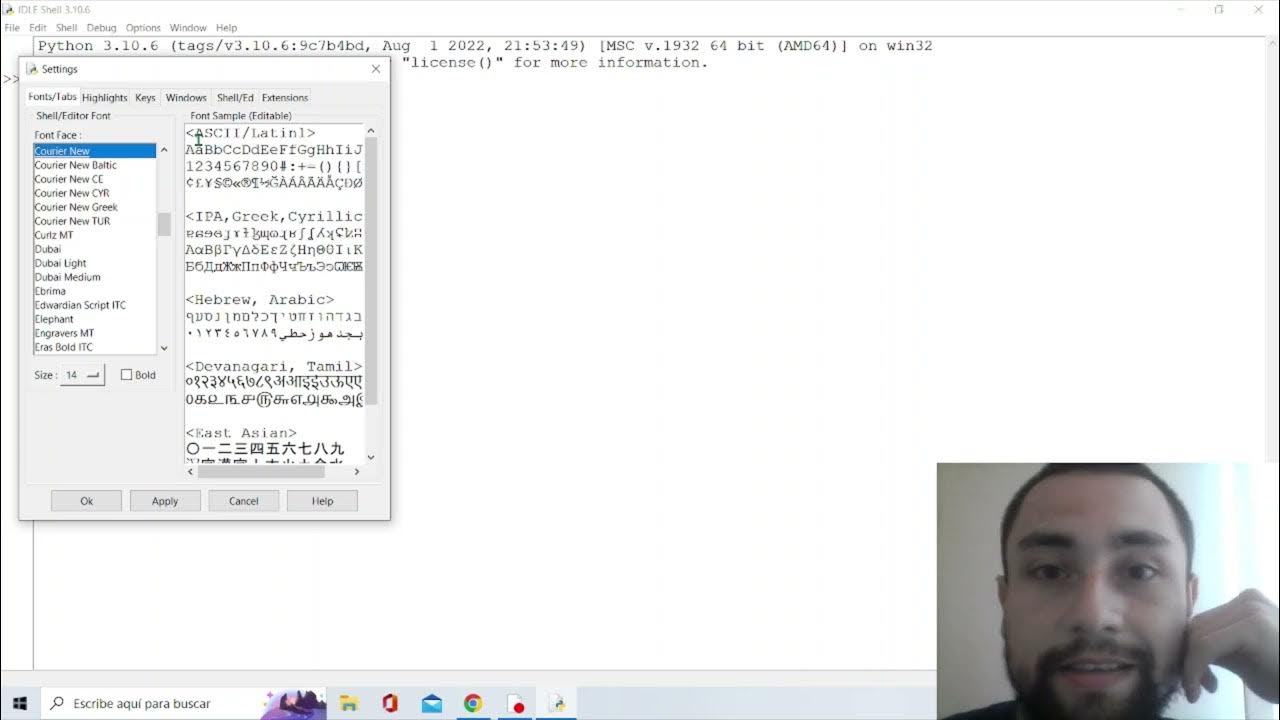 Python - ajustar texto del IDLE y color de fondo. - YouTube