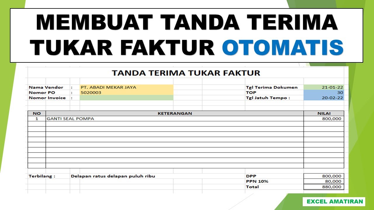 CARA MEMBUAT TANDA TERIMA TUKAR FAKTUR OTOMATIS - YouTube