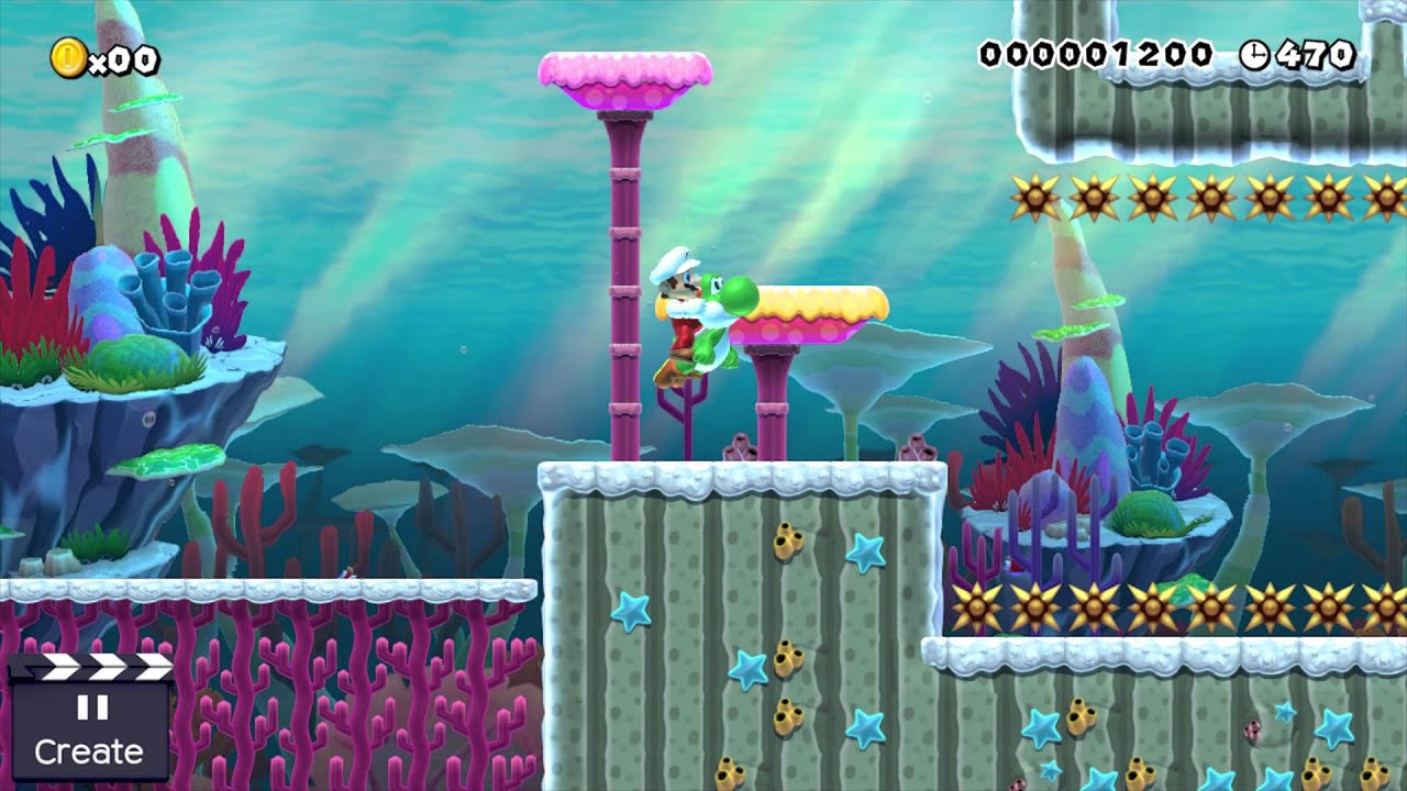 Super Mario Maker - New Super Mario Bros. U: Underwater (Yoshi) - YouTube