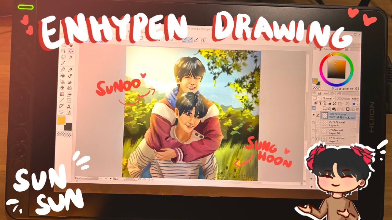 Drawing SUNSUN ENHYPEN . Sunghoon . Sunoo . KPOP [Valentines +Draw🎨w/me ...