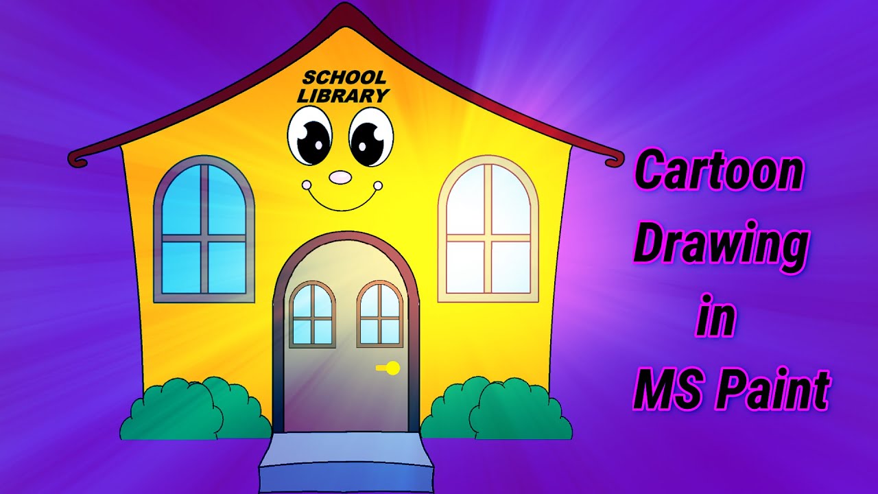 Cute Drawing of Cartoon School Library in MS Paint - Part 9 - YouTube
