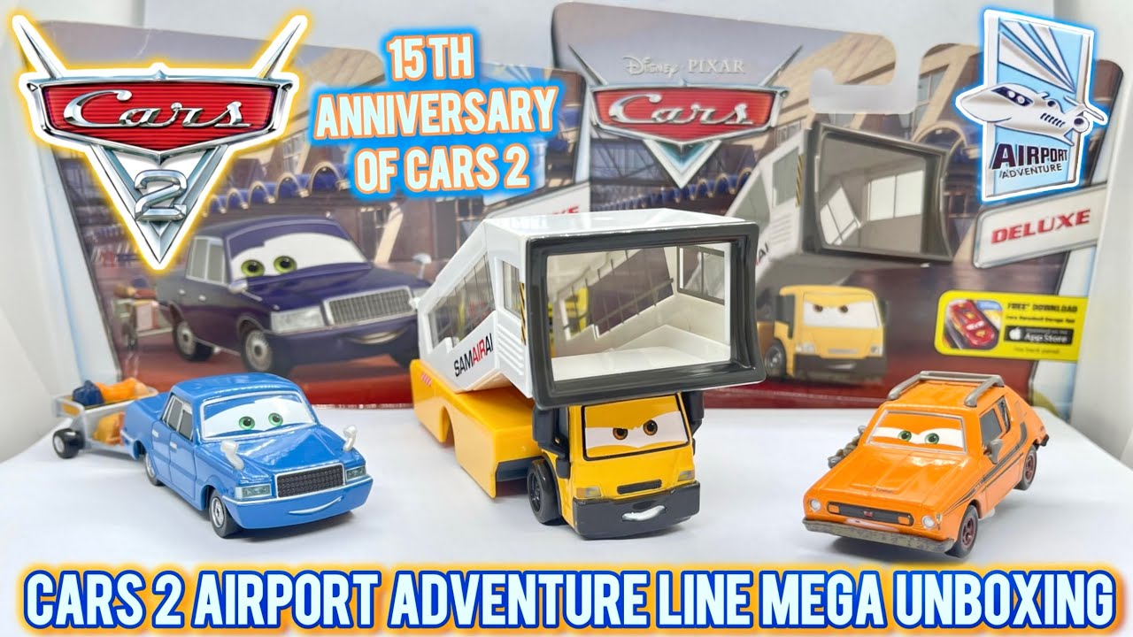 Disney Pixar Cars 2 Airport Adventure line mega unboxing - Grem, Trent ...