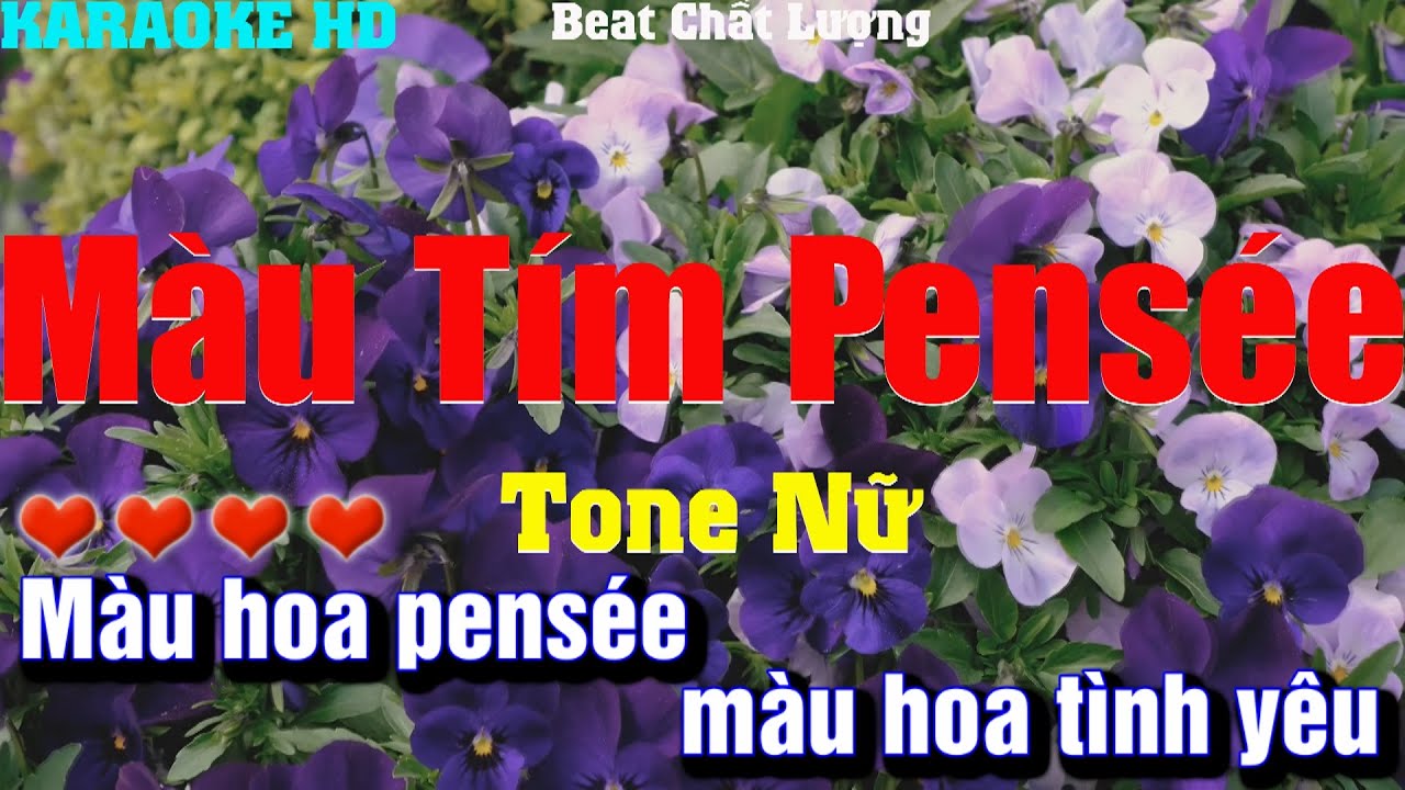 Karaoke Màu Tím Pensée l Tone Nữ l Beat phối mới Âm thanh ra chất lượng ...