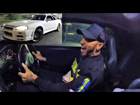 Lewis Hamilton Night Ride with SKYLINE R34 in Tokyo Expressway