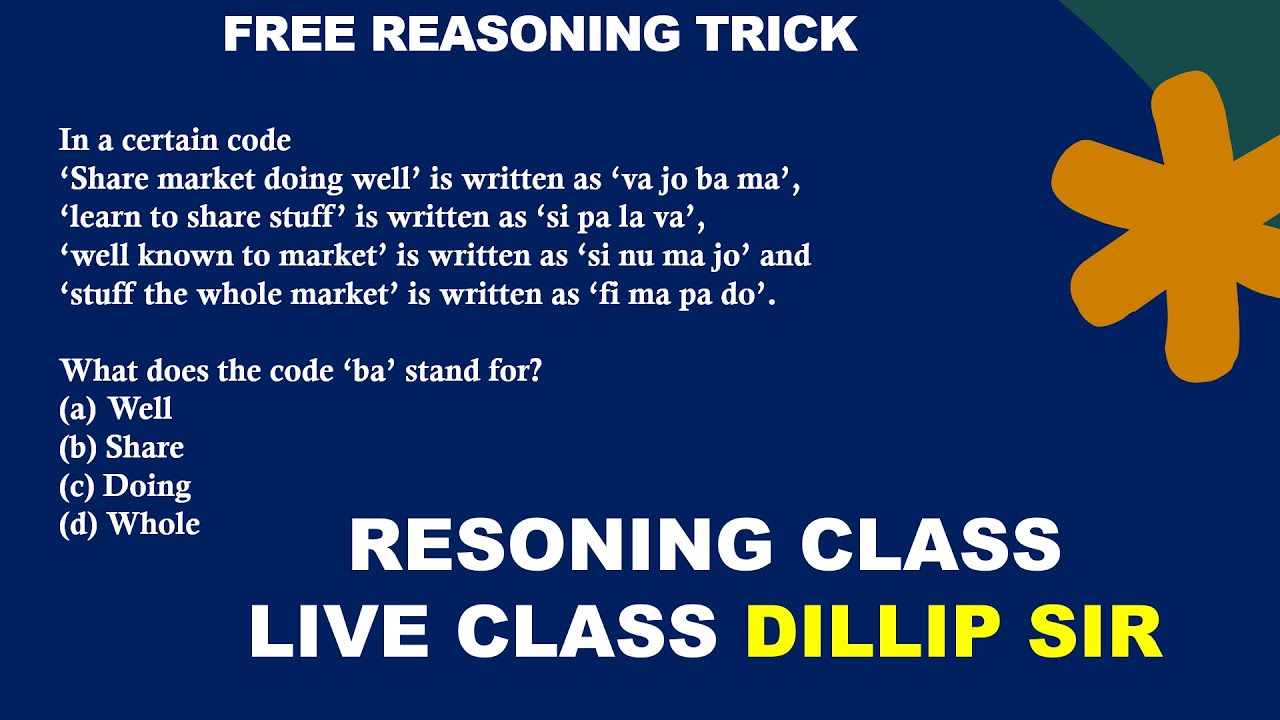 🔴coding And Decoding Reasoning Trick By Dillip Sir Reasoning Class 4419