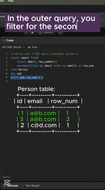 Leetcode 182 - Duplicate Emails #sql #tech #shorts - YouTube