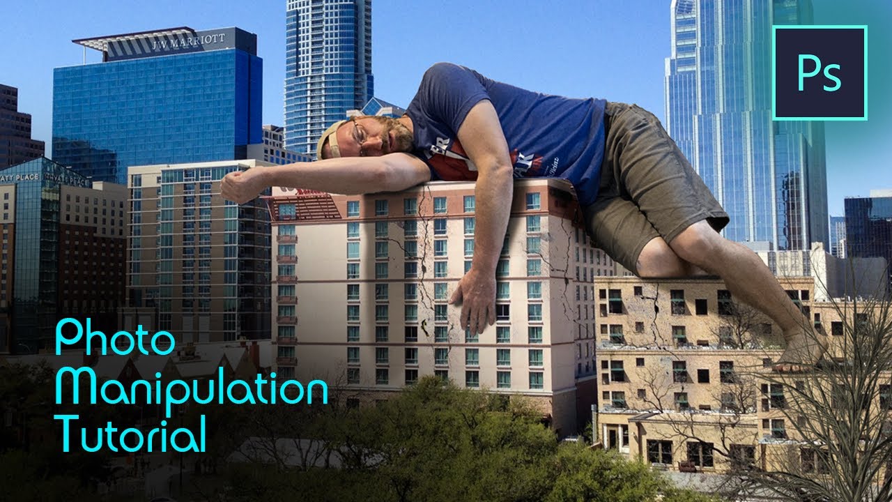 Photo Manipulation Tutorial -Giant asleep on building Photoshop - YouTube