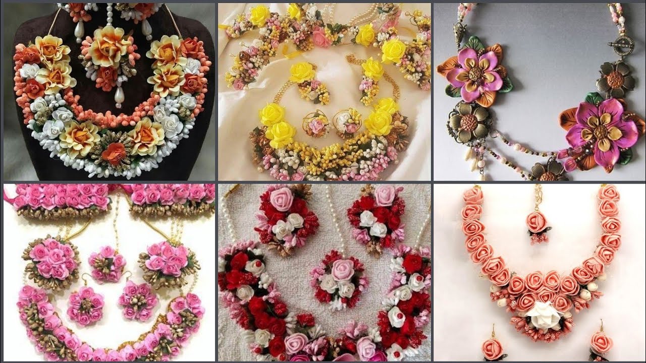 Latest Beautiful flower jewellery designs /Full jewellery set/flower ...