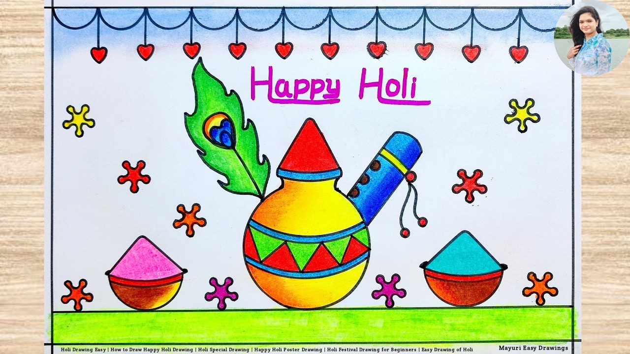 Holi Drawing Easy | Happy Holi Drawing | How to Draw Happy Holi Poster ...