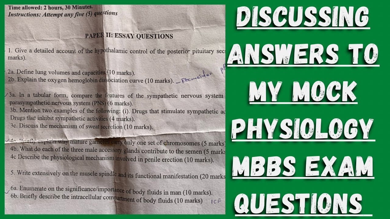 MY PHYSIOLOGY MOCK MBBS EXAM QUESTION PAPER||Let's discuss the answers ...