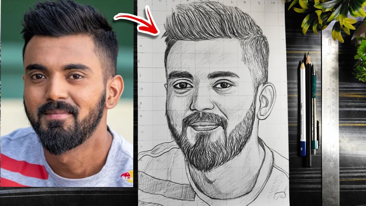 KL Rahul Drawing, How To Draw Cricketer KL Rahul, KL राहुल को चित्र ...