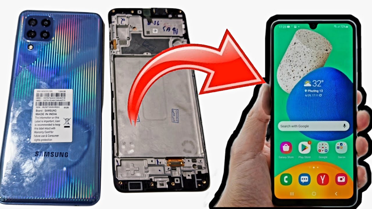 samsung galaxy m52 lcd replacement, dessambly samsung galaxy m52 - YouTube