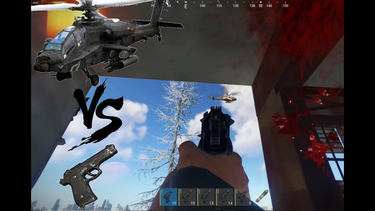 Rust - Taking out the Attack Helicopter with just an M92 Pistol (solo ...