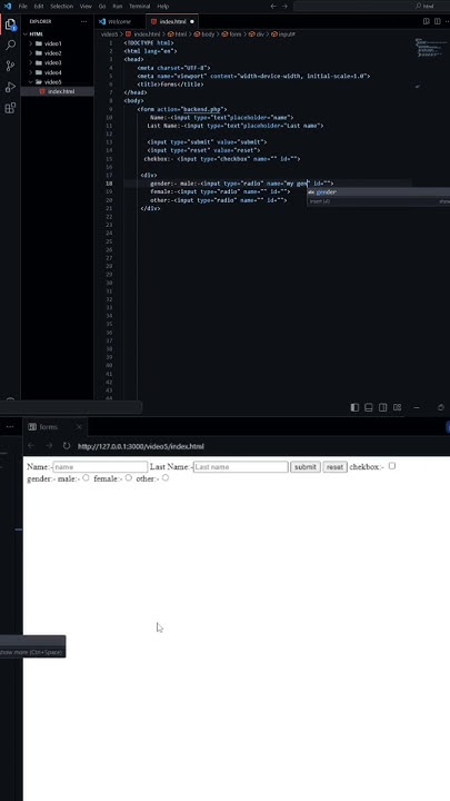 Html input radio tag in vs code #development #css #html #new #subscribe ...