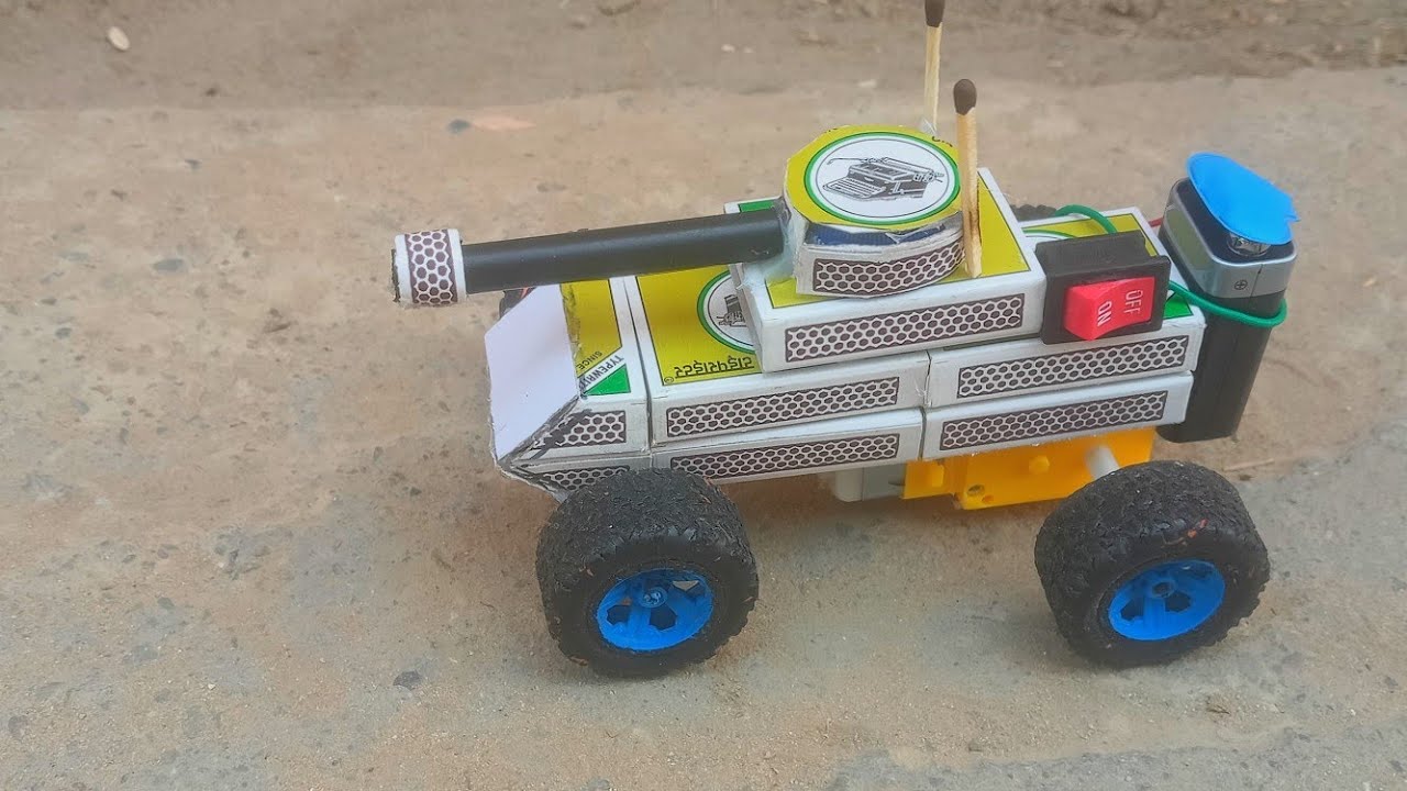 how to make machis box और gear motor se banaen टैंक पावरफुल टैंक ...