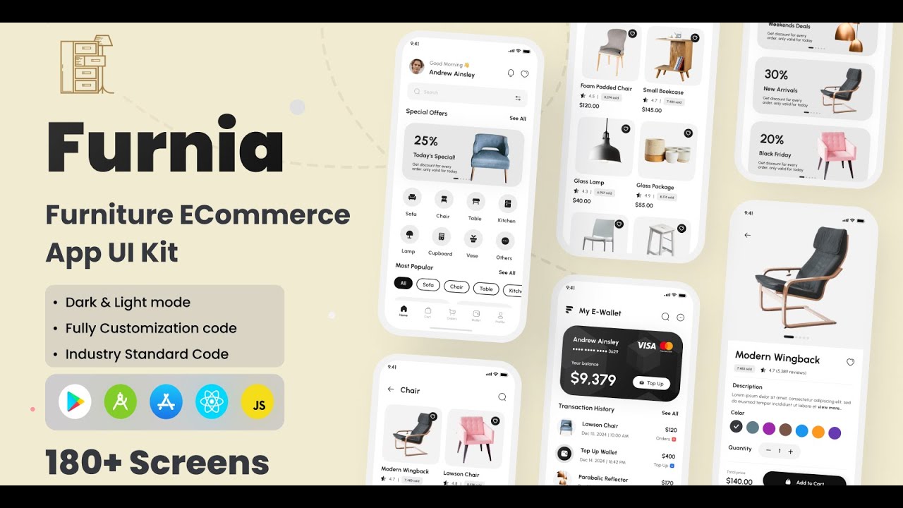 Furnia - Furniture ECommerce App React Native Ui Kit - YouTube