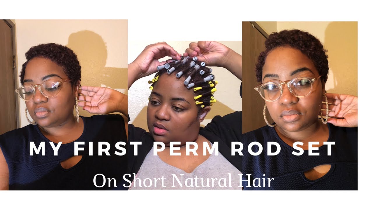 My First Perm Rod Set On SHORT Natural Hair | #BigChop2020 - YouTube