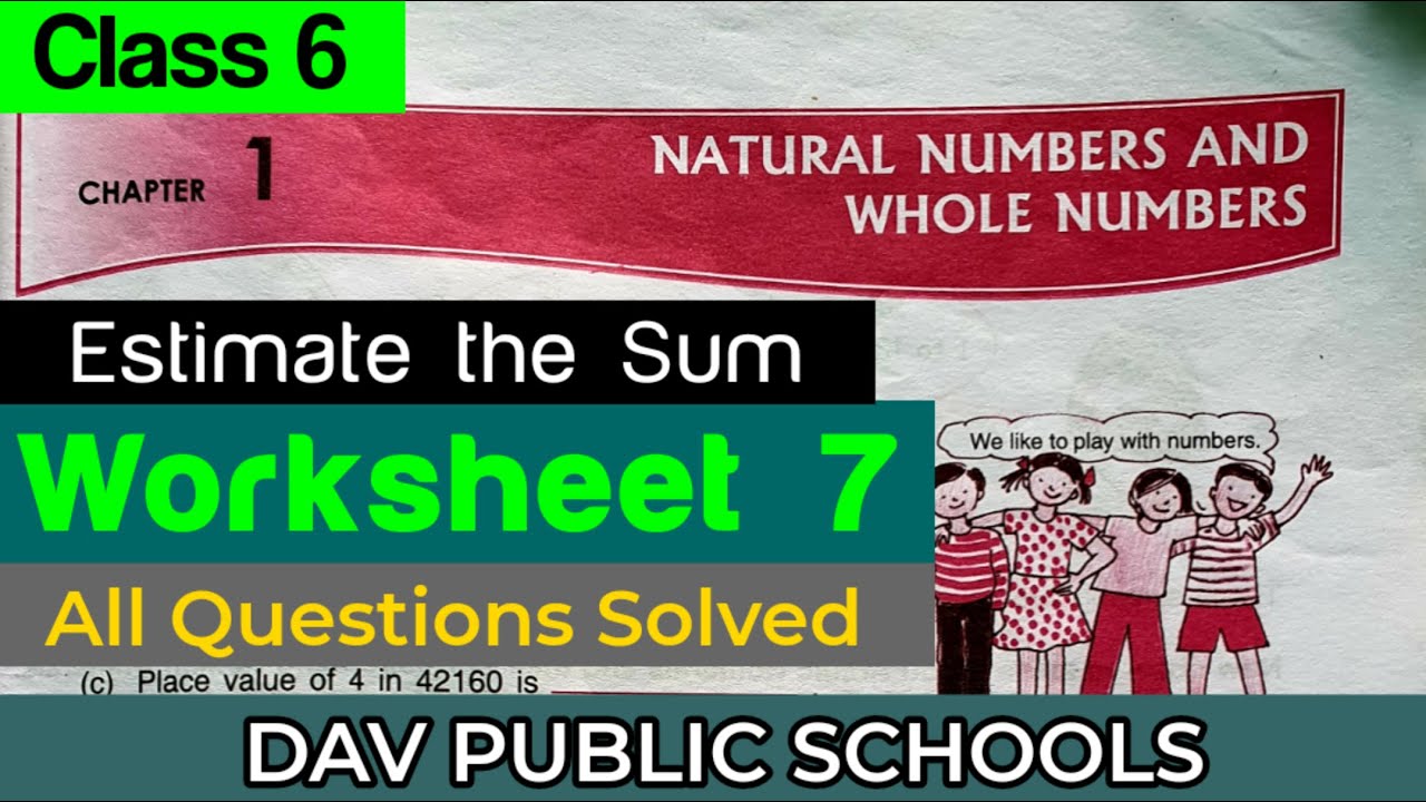 DAV class 6 maths chapter 1 worksheet 7 Estimate the sum - all ...