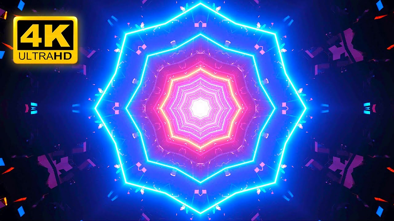 [60 minute] Neon Lights stars Motion Background || Neon Tunnel Free VJ ...