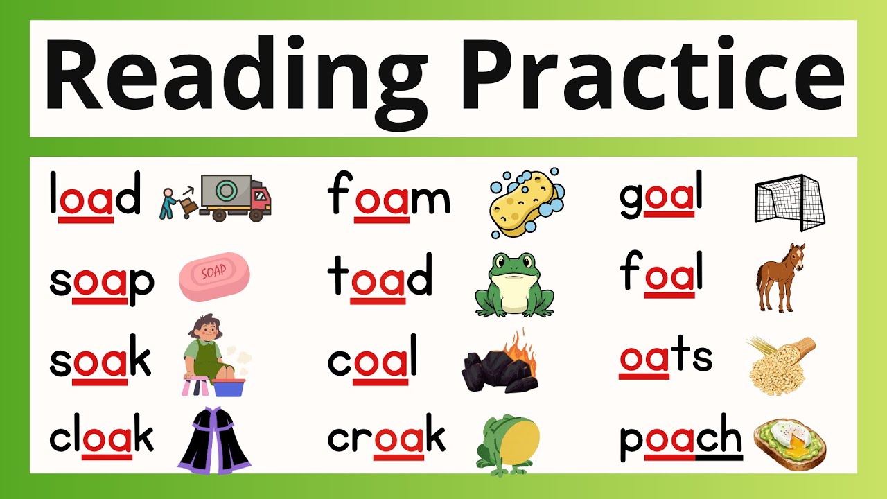 Digraph /oa /Words Long Vowel 'o' Sound Words | Reading Practice with ...