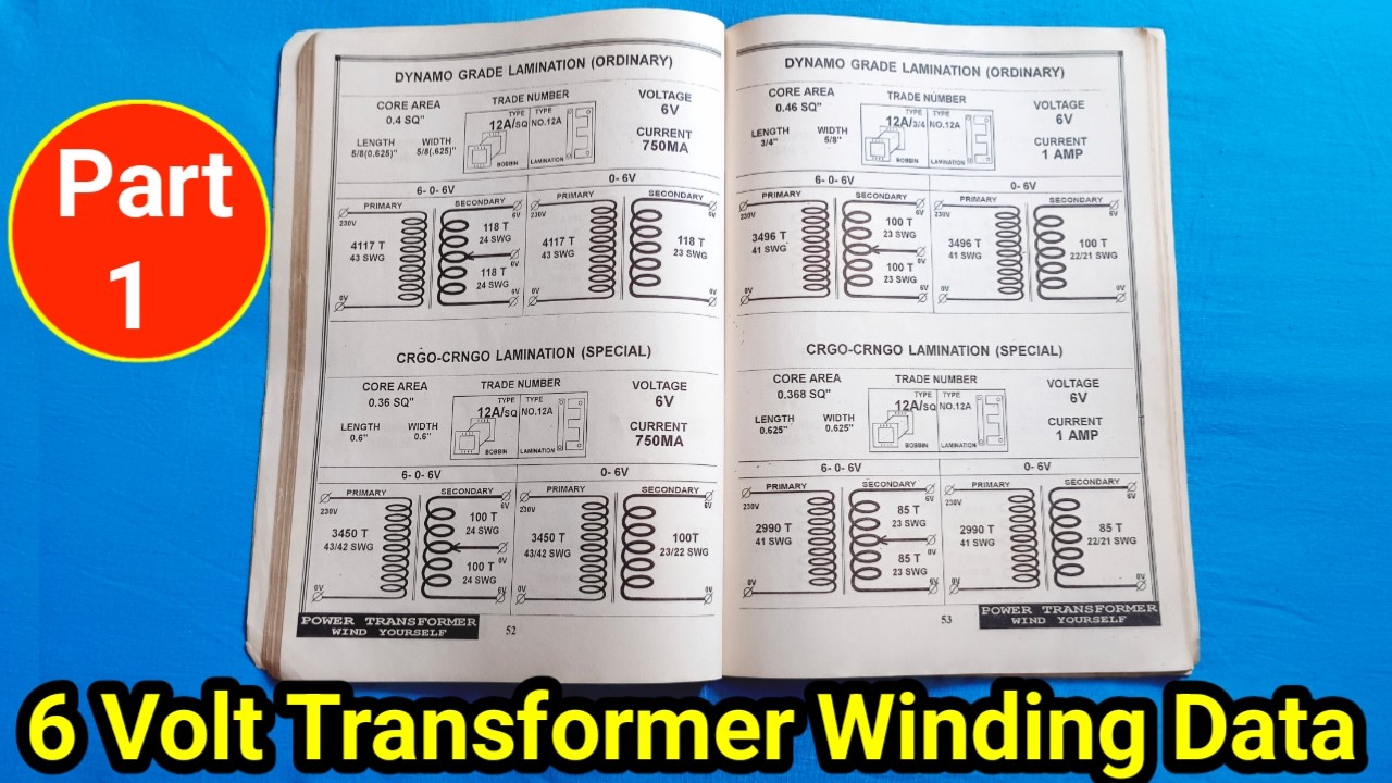 6 Volt Transformer Winding Data Part -1 - YouTube