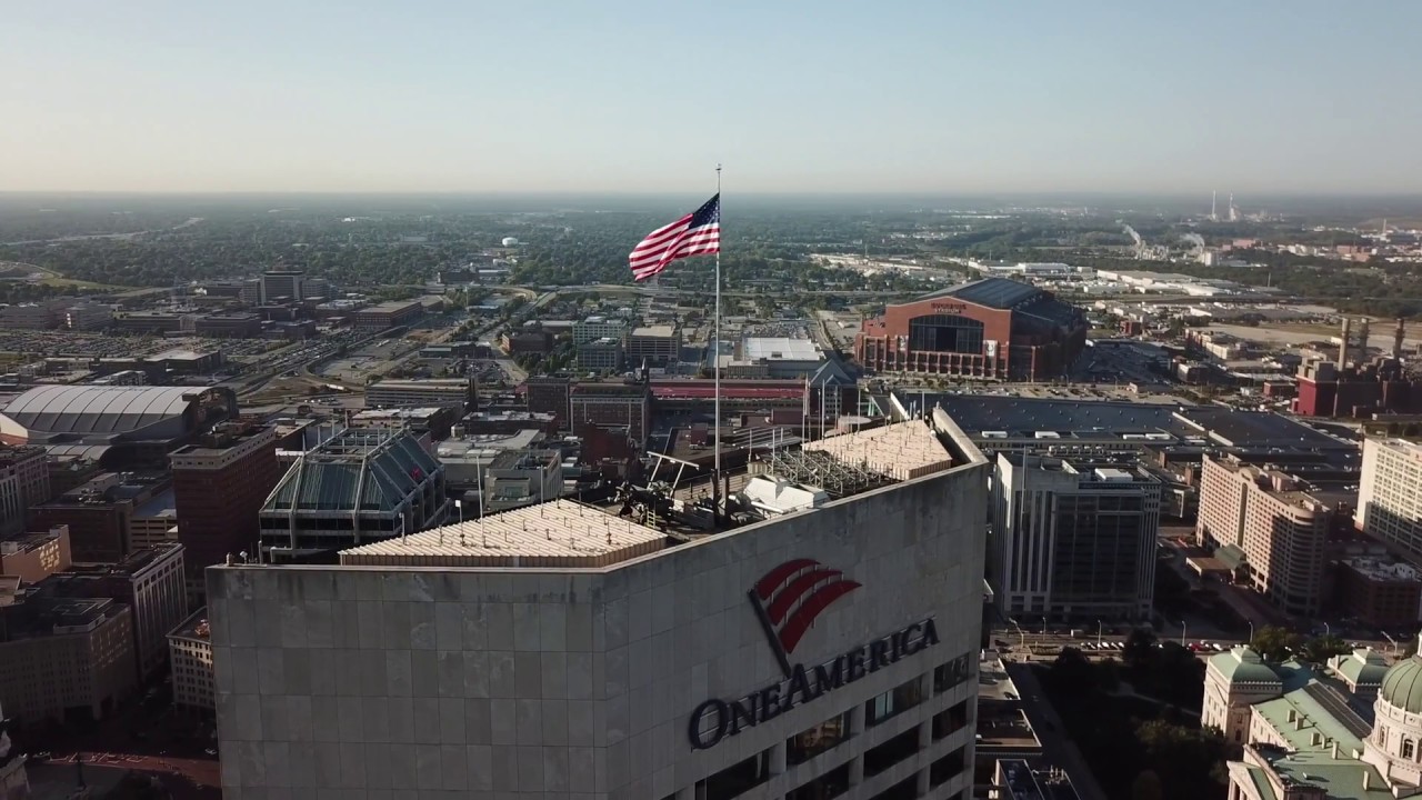 The OneAmerica Tower Flag Over Indianapolis - YouTube