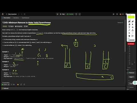 1249 Minimum Remove to Make Valid Parentheses - YouTube