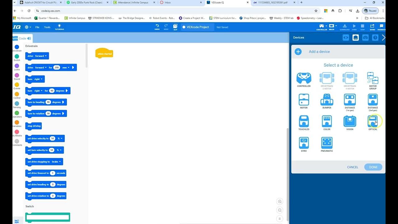 VEX IQ: Connecting Sensors and Motors to Brain using VEX CODE - YouTube