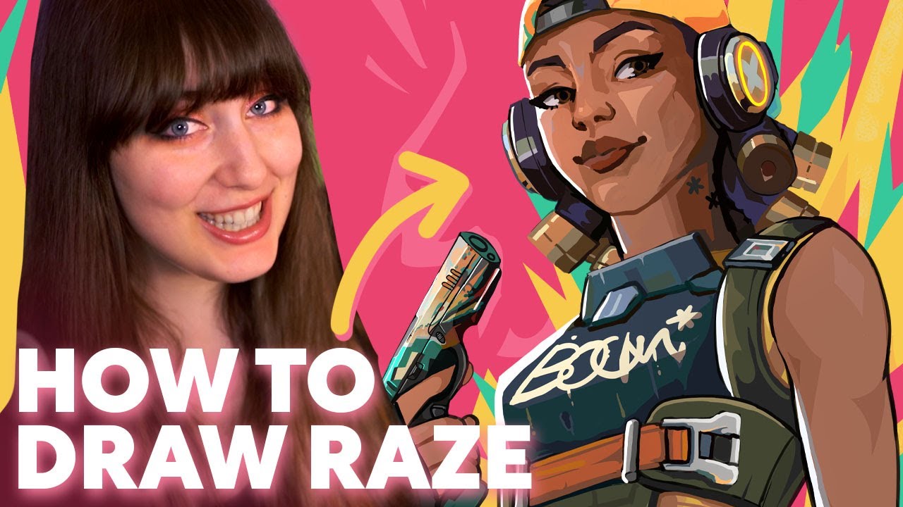 How To Draw In The Valorant Art Style - Drawing Raze - YouTube