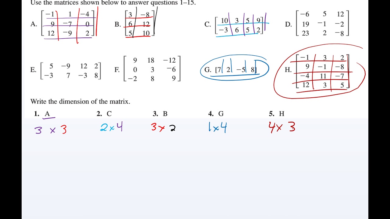 ACT Prep Unit 4 Day 9 Matrices - YouTube