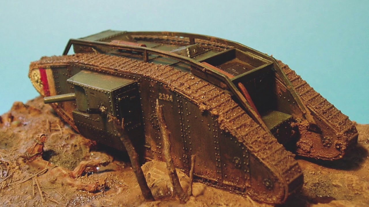 Emhar MkIV "male" WW1 tank diorama - YouTube