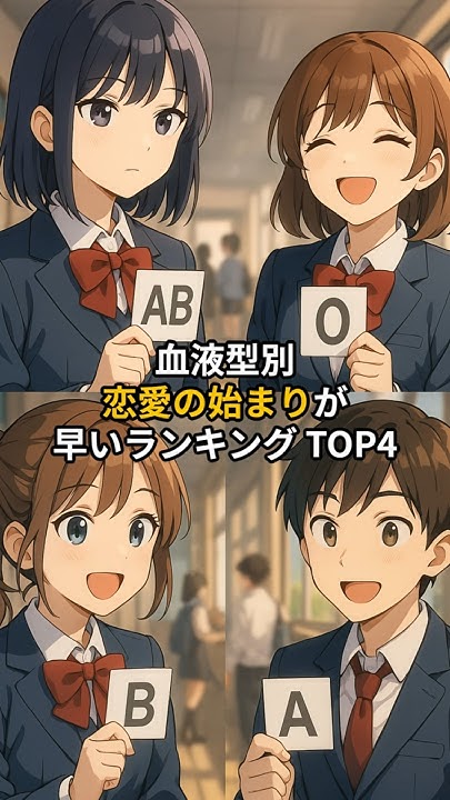 血液型別：恋愛の始まりが早いランキング TOP4 #恋愛診断 #血液型 #恋愛あるある #恋のうわさ覗き見 - YouTube