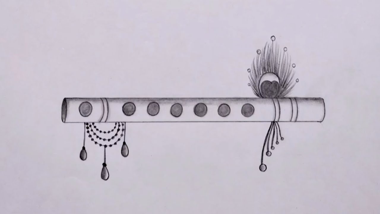 Bansuri drawing easy || Beautiful bansuri drawing step by step ...