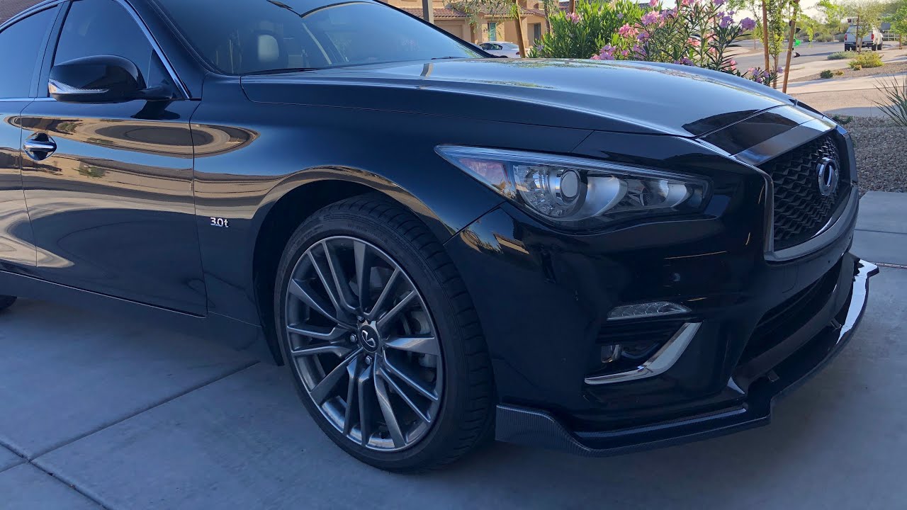 Ebay Front lip and Redsport Q50 wheels install Must do Mods!!!! - YouTube