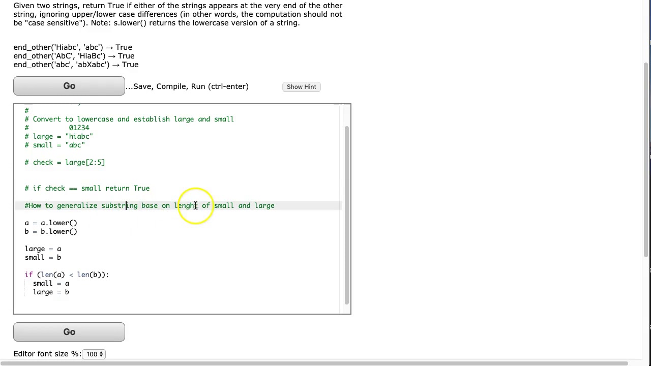 Codingbat End other Python YouTube