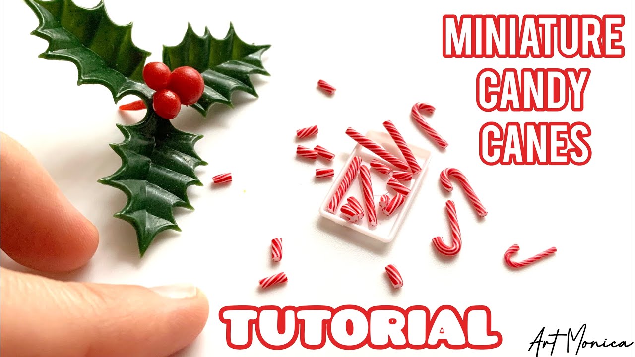 How to make miniature Christmas Candy Canes : Polymer Clay / DIY - YouTube