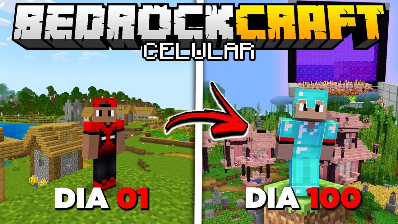 SOBREVIVI 100 DIAS no MINECRAFT BEDROCK SURVIVAL - Bedrock Craft #113 ...