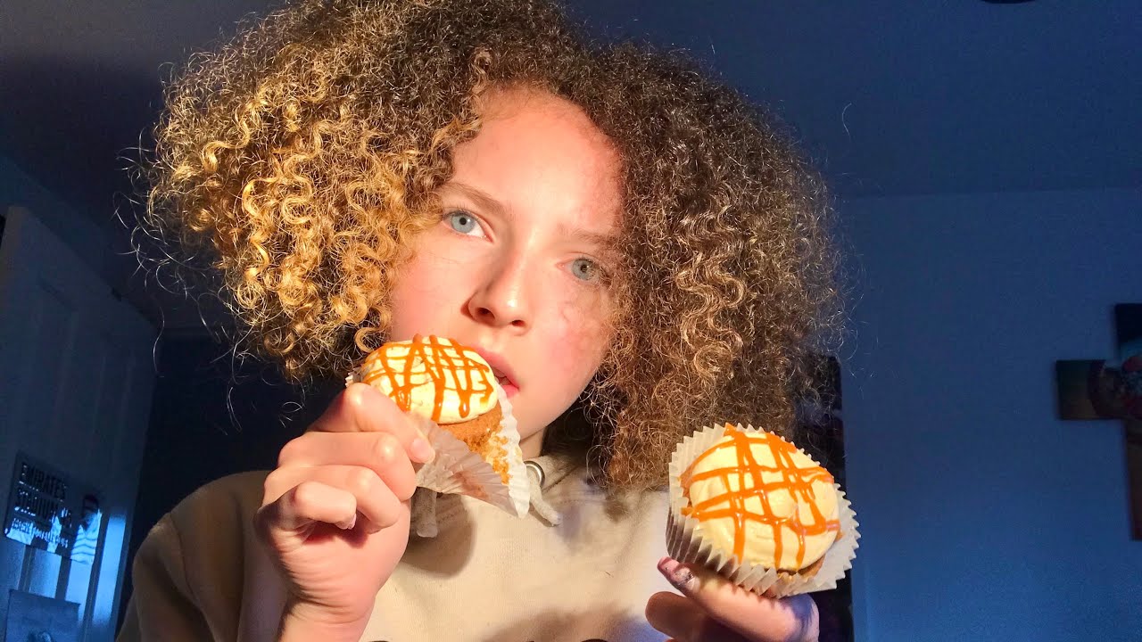 ASMR | SALTED CARAMEL CUPCAKE, FLUFFY SOFT EATING SOUNDS 🧁 - YouTube