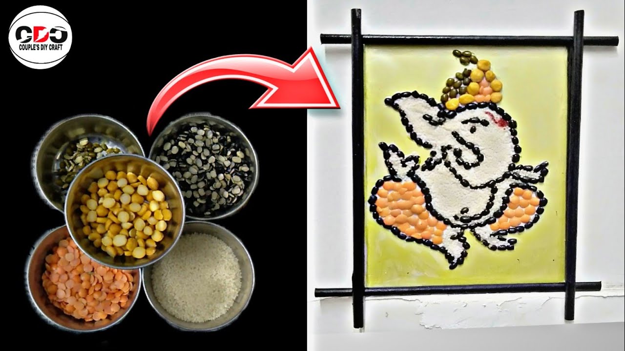 Ganesha Idol Making with Pulses and Grains/ Ganesha decoration using ...