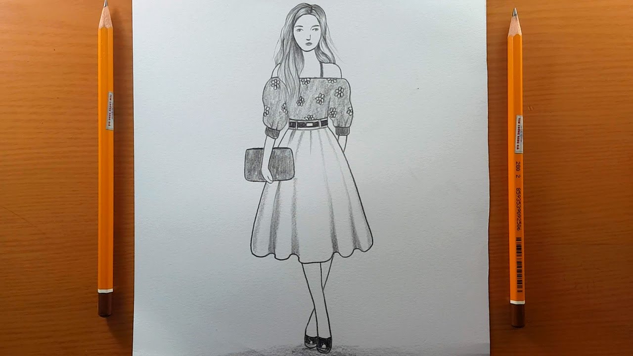 Come disegnare una ragazza che indossa un top con gonna || disegno ...